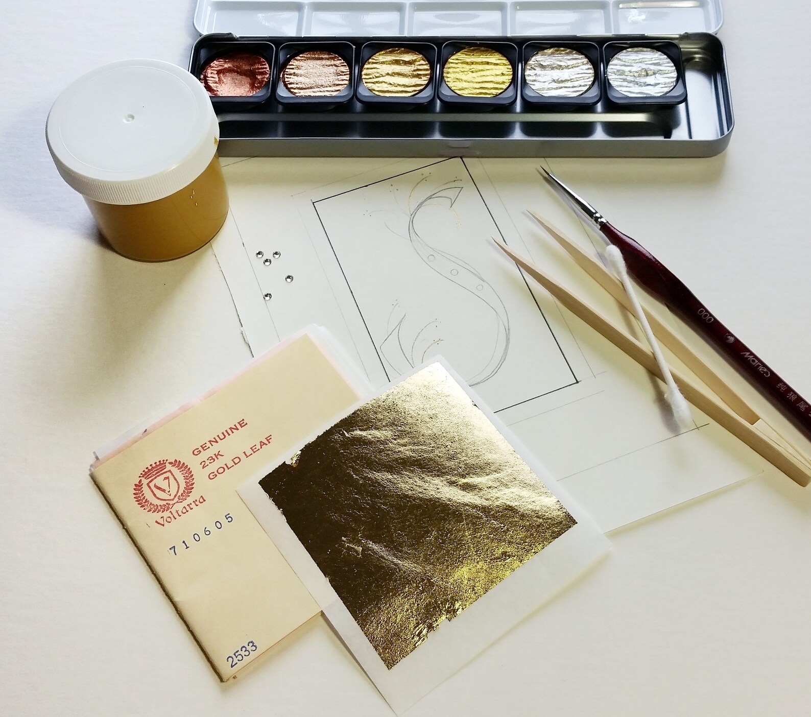 Custom Gilded Initial, 23k Gold, Hand Lettered, Swaroski Crystals ...