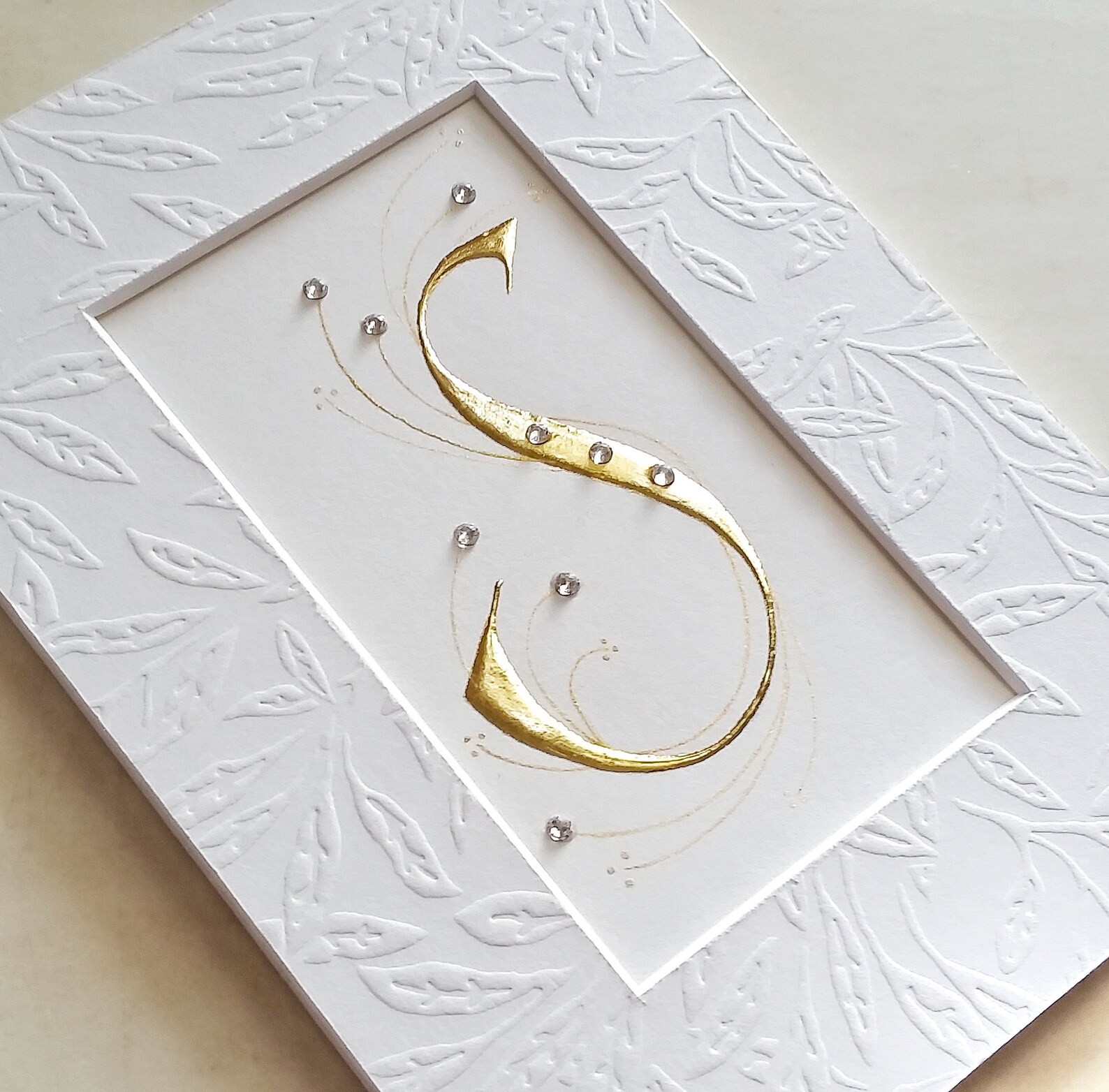 Custom Gilded Initial, 23k Gold, Hand Lettered, Swaroski Crystals ...