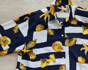 Seashell Print Blouse - Etsy