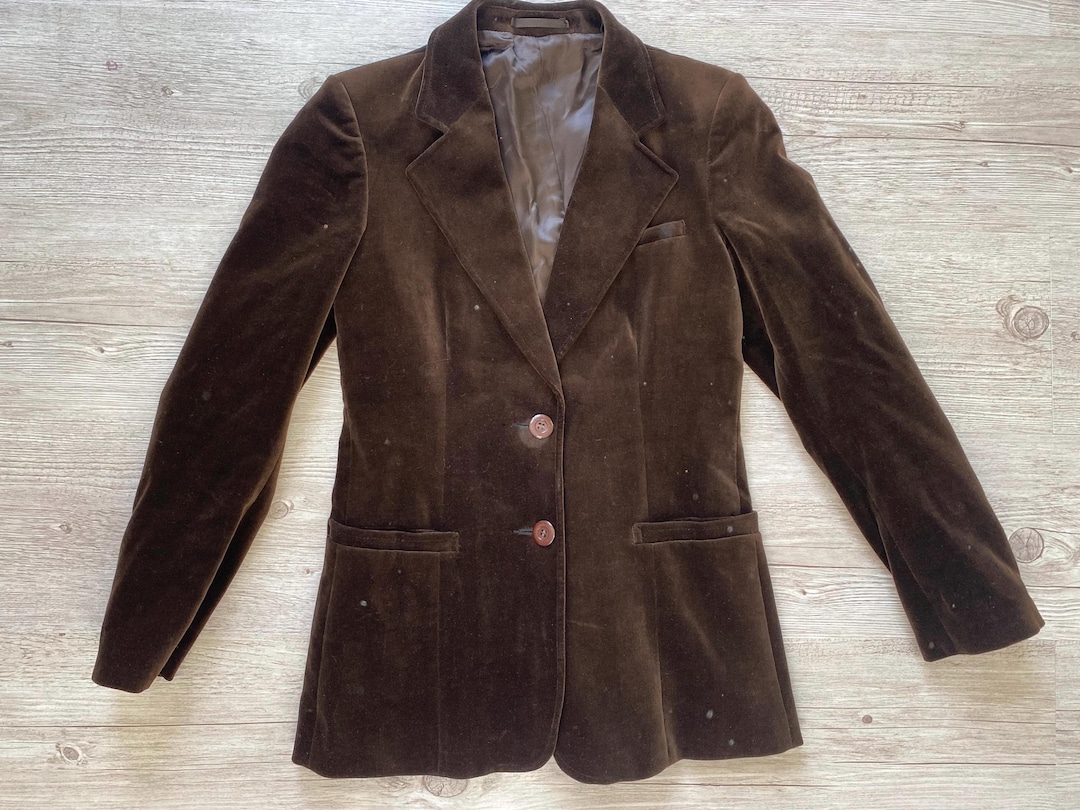 Vintage Chocolate Brown Velvet Jacket Women Boho Cotton Oldschool ...