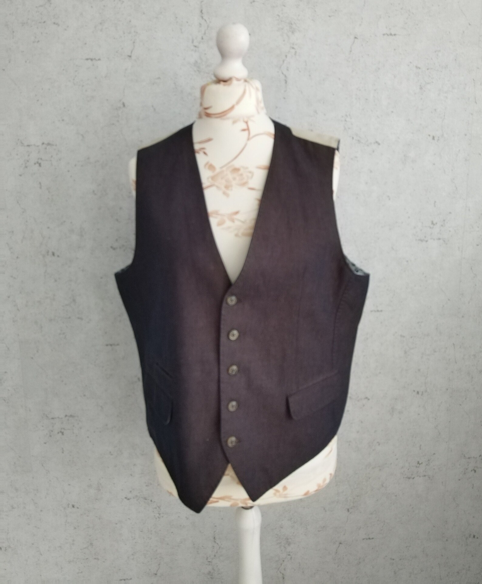 Vintage Bugatti Vest: Dark Linen Blend Waistcoat, Size Large - Etsy