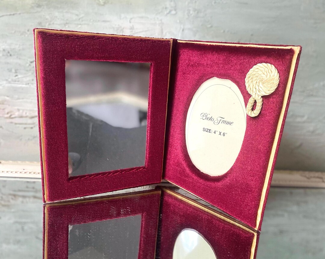 Vintage Velvet Frame Double Frame Photo Frame and Mirror Bi-fold Frame ...