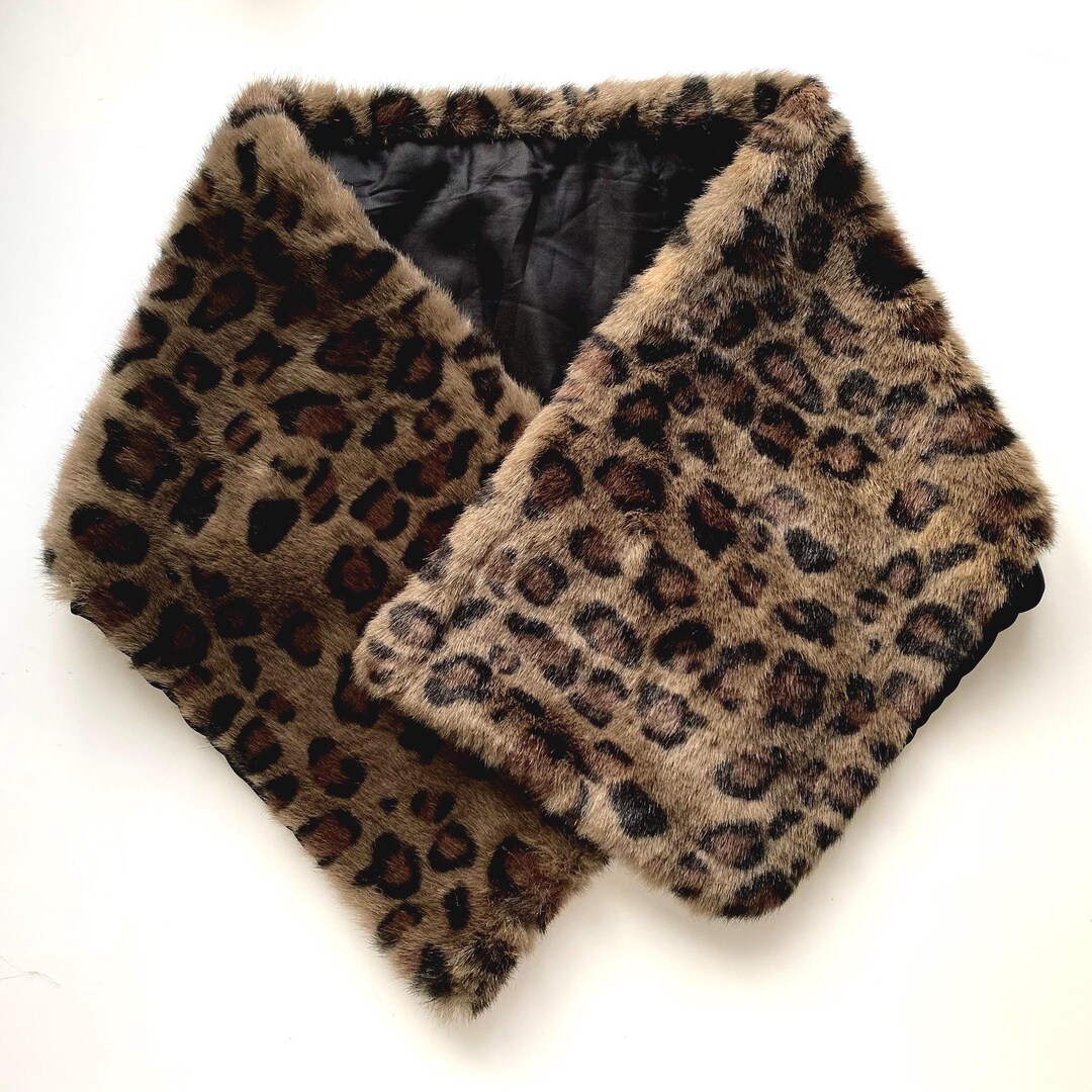 Vintage Animal Print Faux Fur Stole Faux Fur Animal Print Scarf Fluffy ...