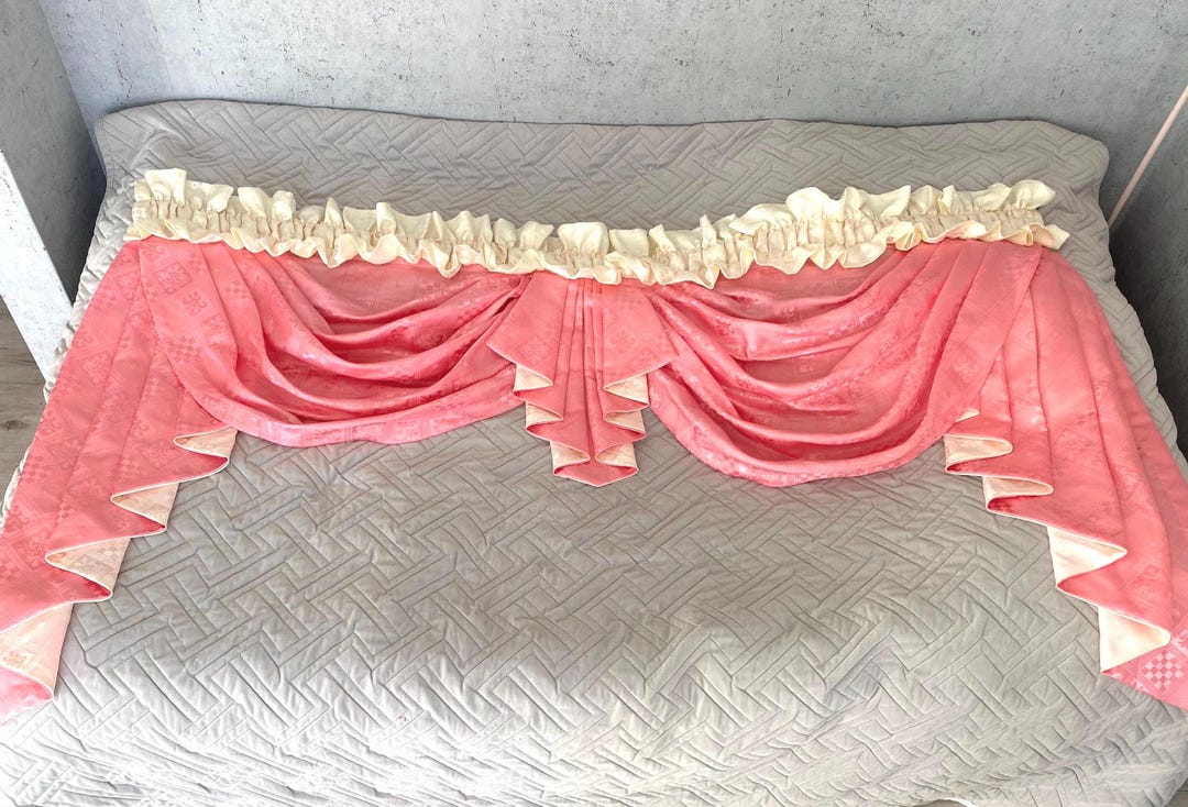Antique Pink Window Valance: Art Deco Silky Curtain (68x42in - Etsy
