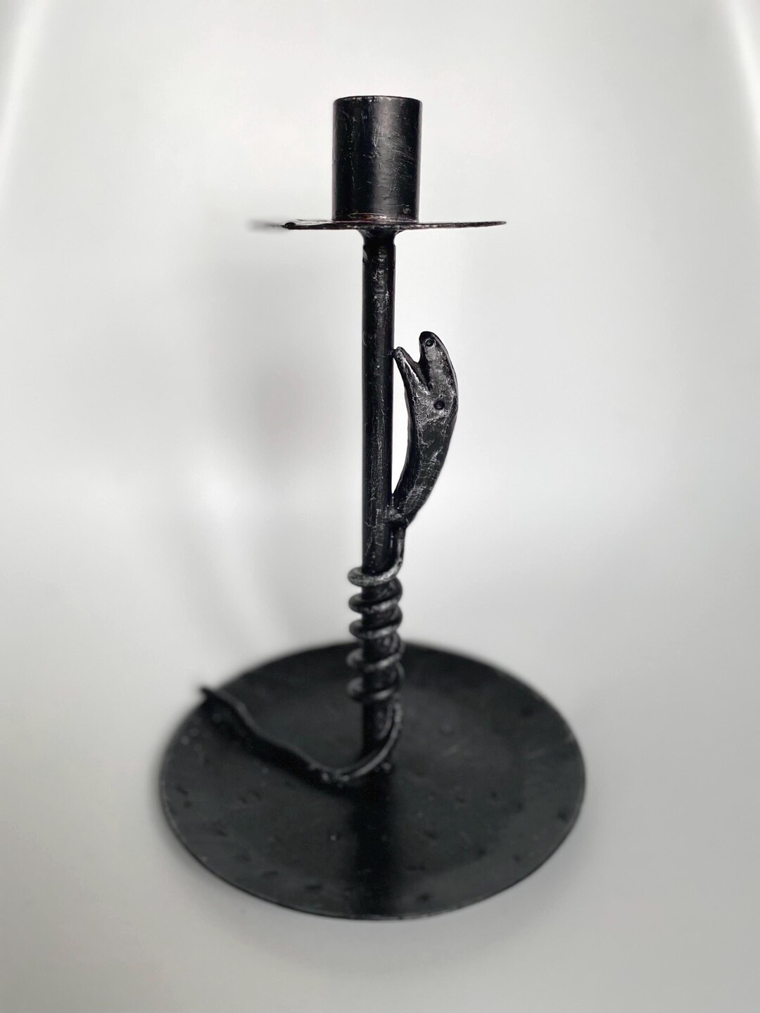 Vintage Black Cast Iron Snake Candle Holder Handmade Serpent Snake ...