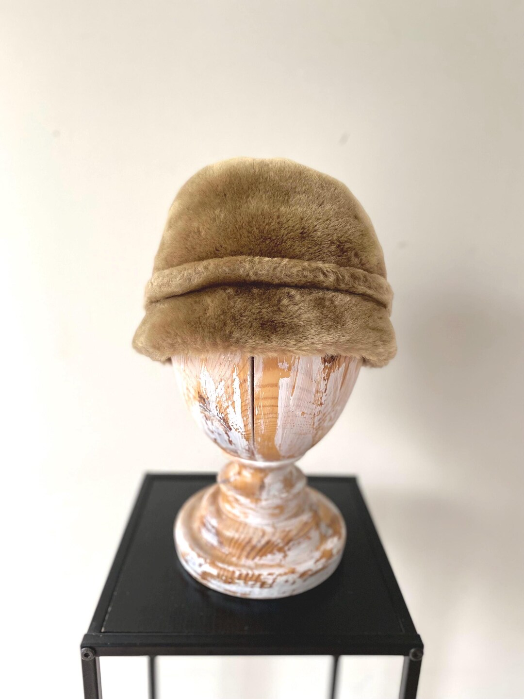 Vintage Fur Hat Sheepskin Hat Shearling Hat Women's Winter Bucket Hat ...