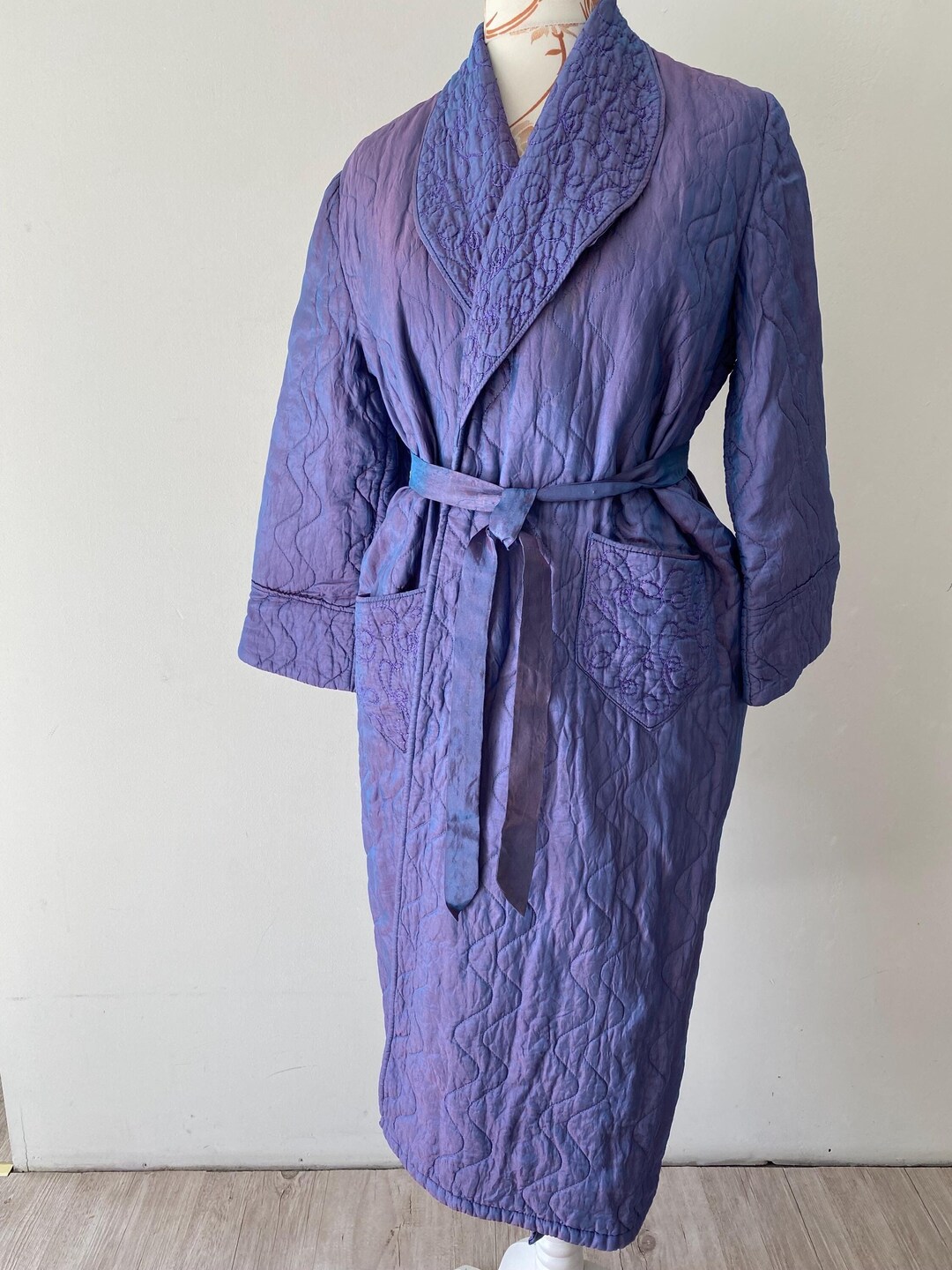 Vintage 70s Quilted House Coat Loungewear Women 70s Embellished House ...
