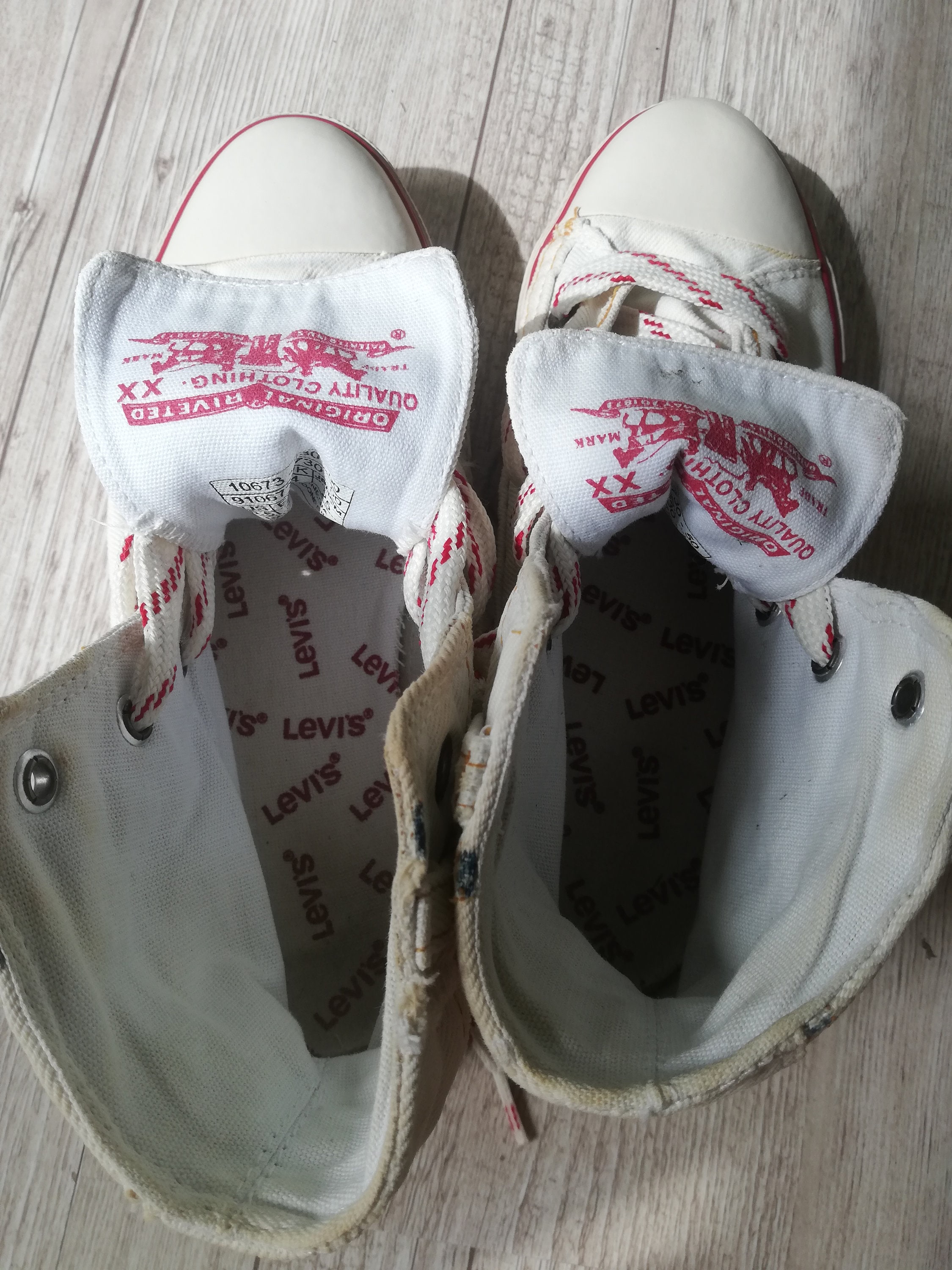Vintage Levis High Top Sneakers, White Denim, UK 4 / US 6.5 - Etsy