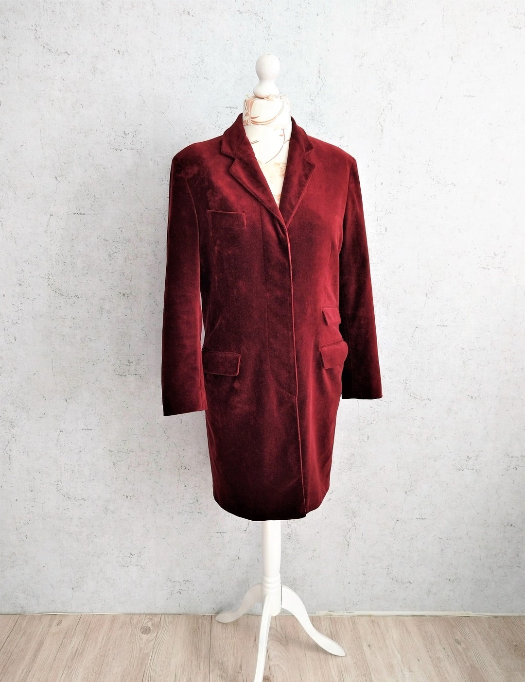 Red Velvet Coat Jacket Women Casual Slim Fit Suit Jacket - Etsy Canada
