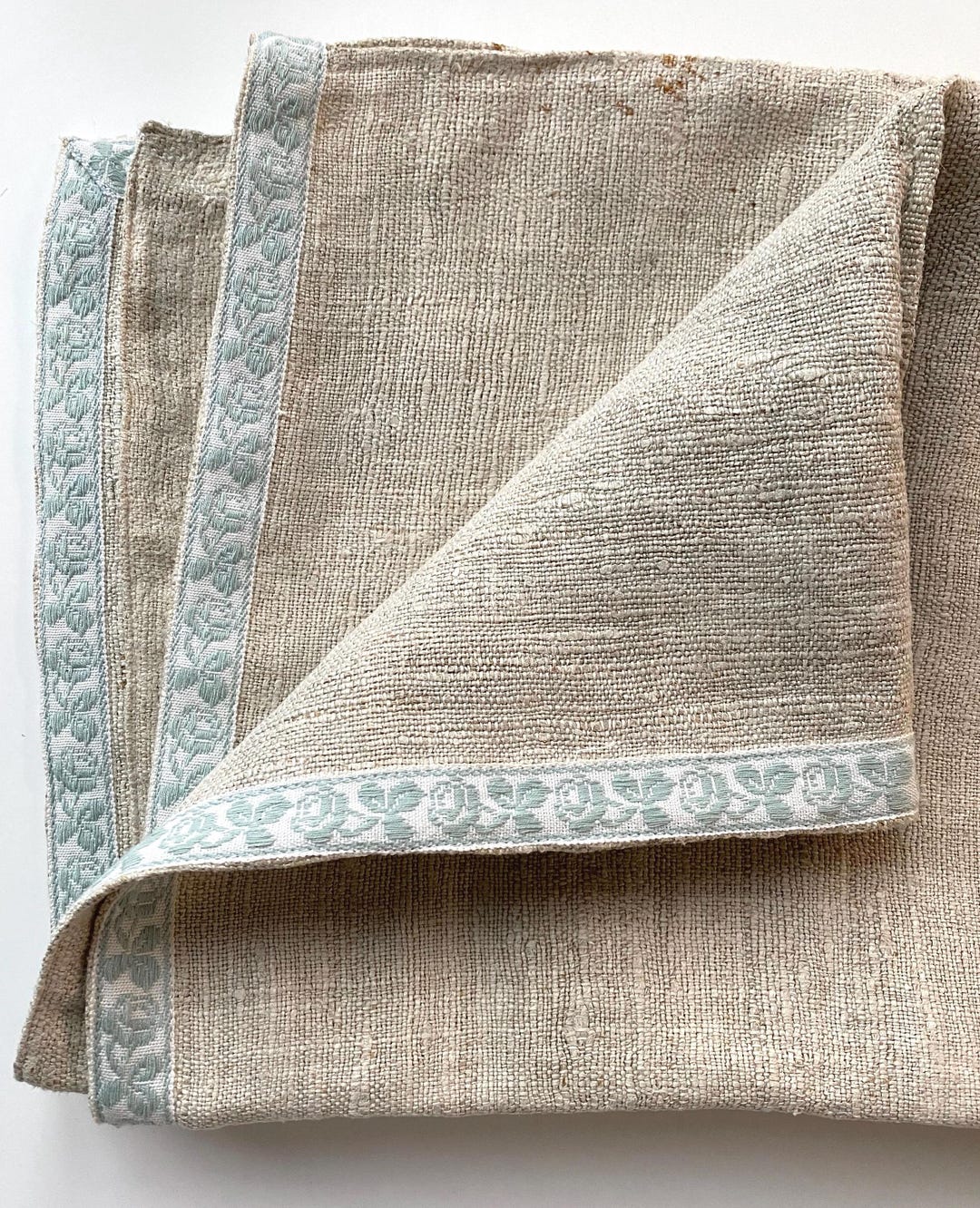 Antique Coarse Raw Linen Tablecloth 19th Century Hand Woven Oatmeal ...