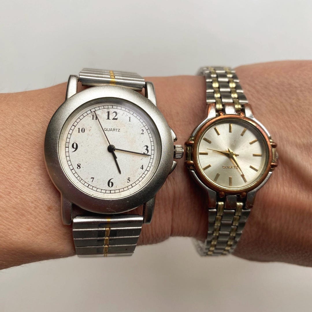 Conjunto de relógios vintage de aço inoxidável dos anos 80: relógio com ...