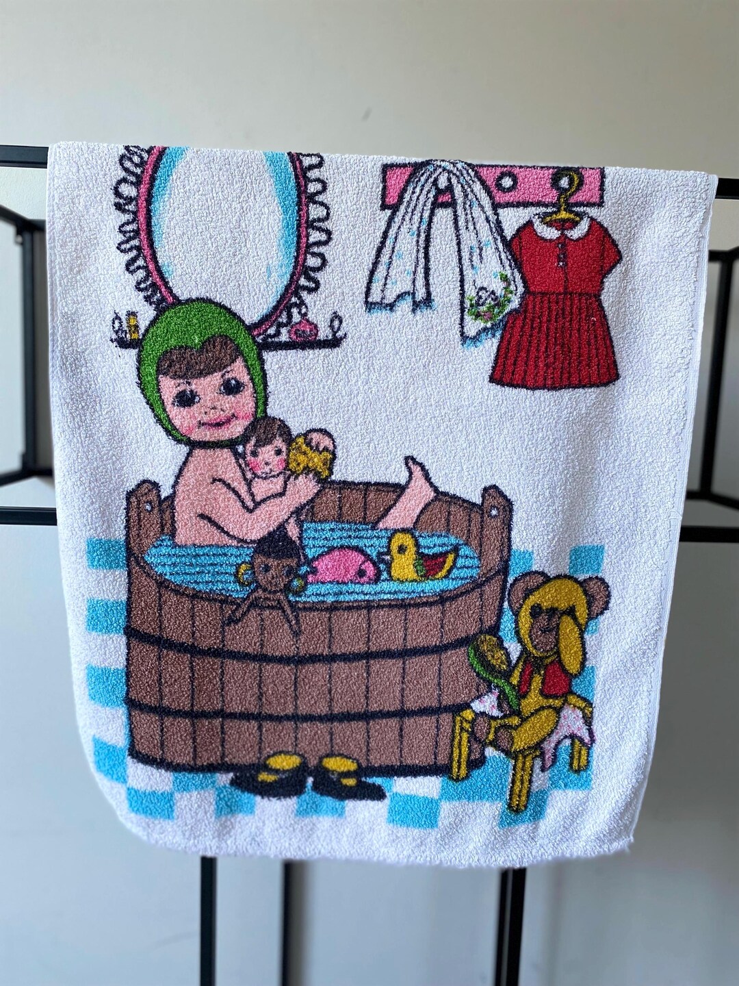 Vintage Terry Cloth Hand Towel Kids Towel Printed Terry Cloth Bath ...