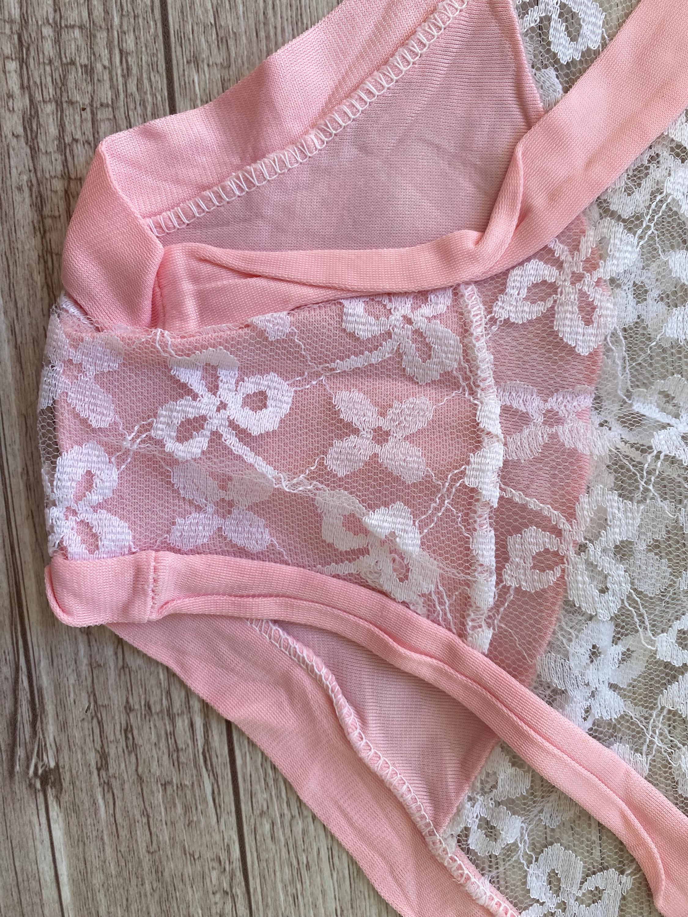 Vintage Sheer Lace High Waist Panty: 80s Pink Trim Brief - Medium - Etsy