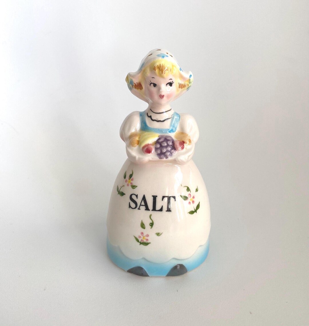 Vintage Duth Girl Salt Shaker 50s Hand Painted Dutch Folk Pot ...