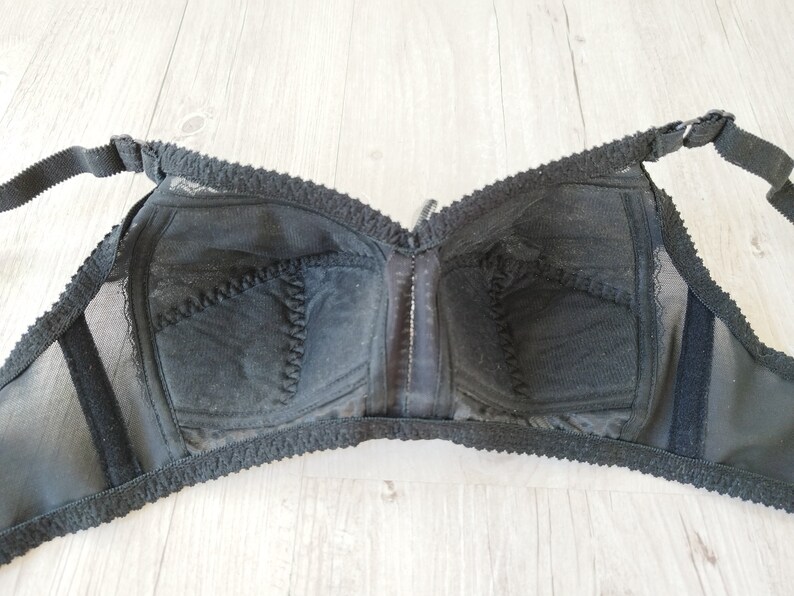 Vintage 70s Black Bra Floral Lace Cup Bustier Retro Bra Cup B - Etsy