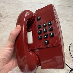 Vintage Telephone British Telecom Burgundy Push Button Phone Telephone ...