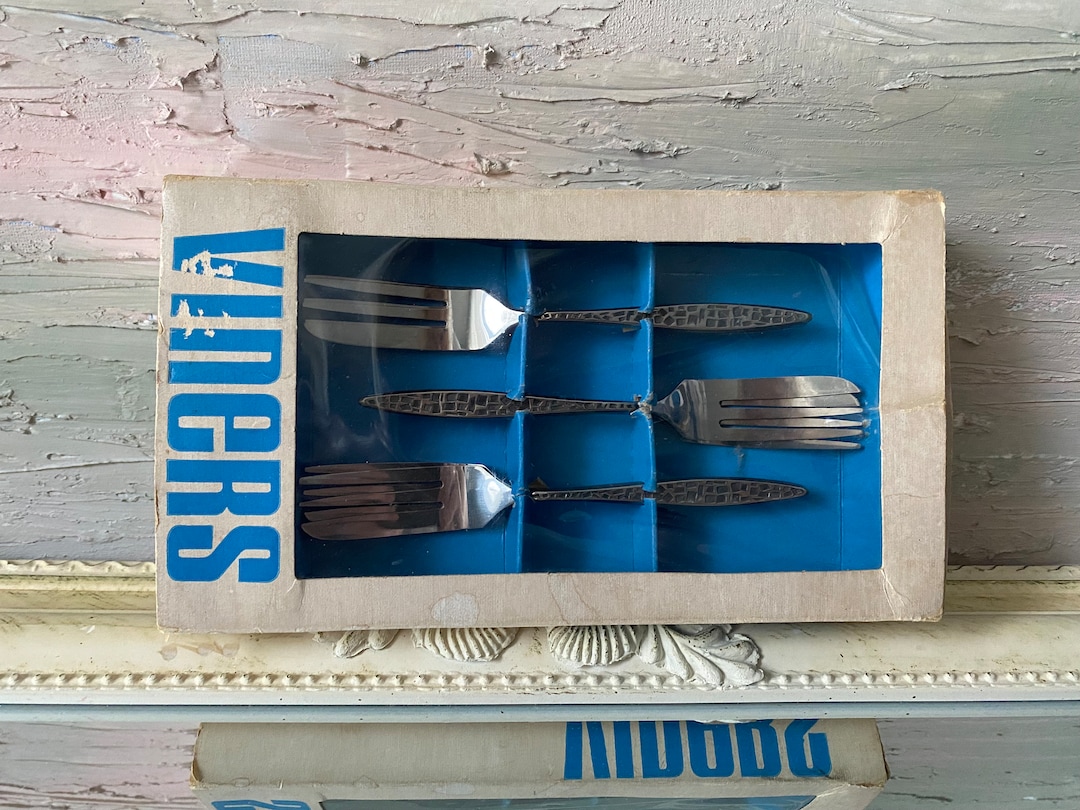Vintage Viners Stainless Steel Dessert Forks Set of 6 Forks Patterned ...