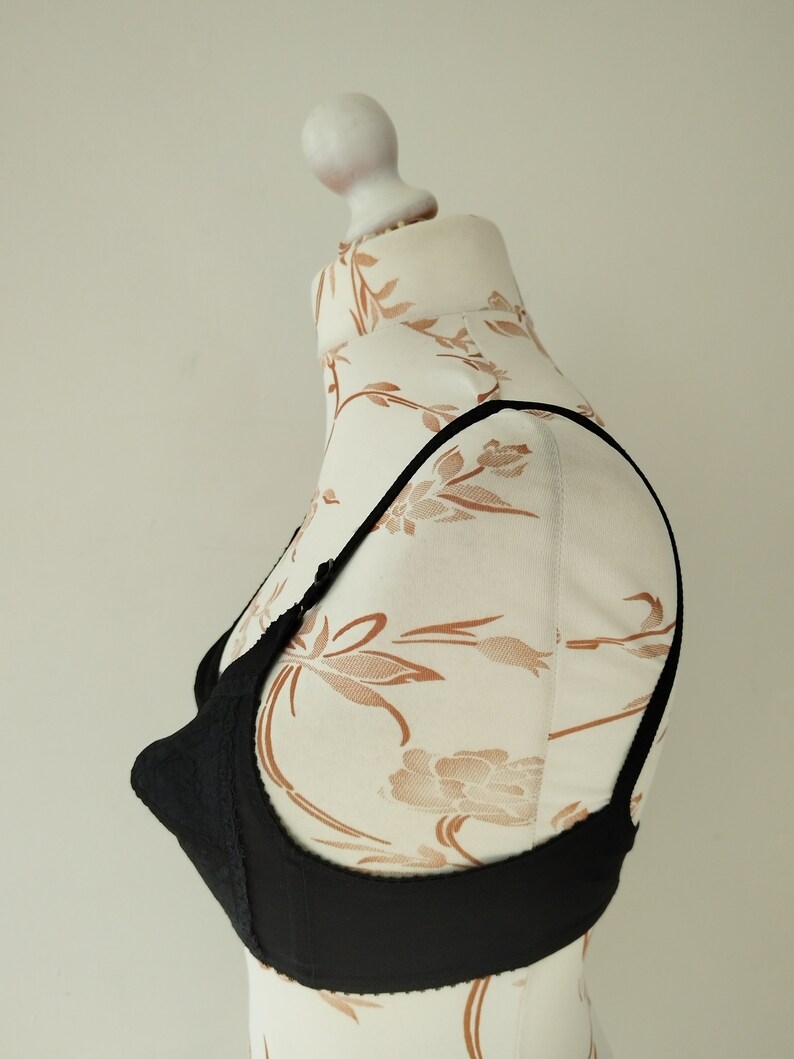 Vintage 70s Black Bra Floral Lace Cup Bustier Retro Bra Cup B - Etsy