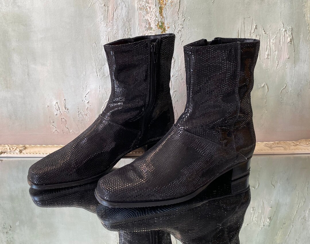 Black Ankle Boots Women Pertti Palmroth Shiny Black Ankle Boots Size EU ...