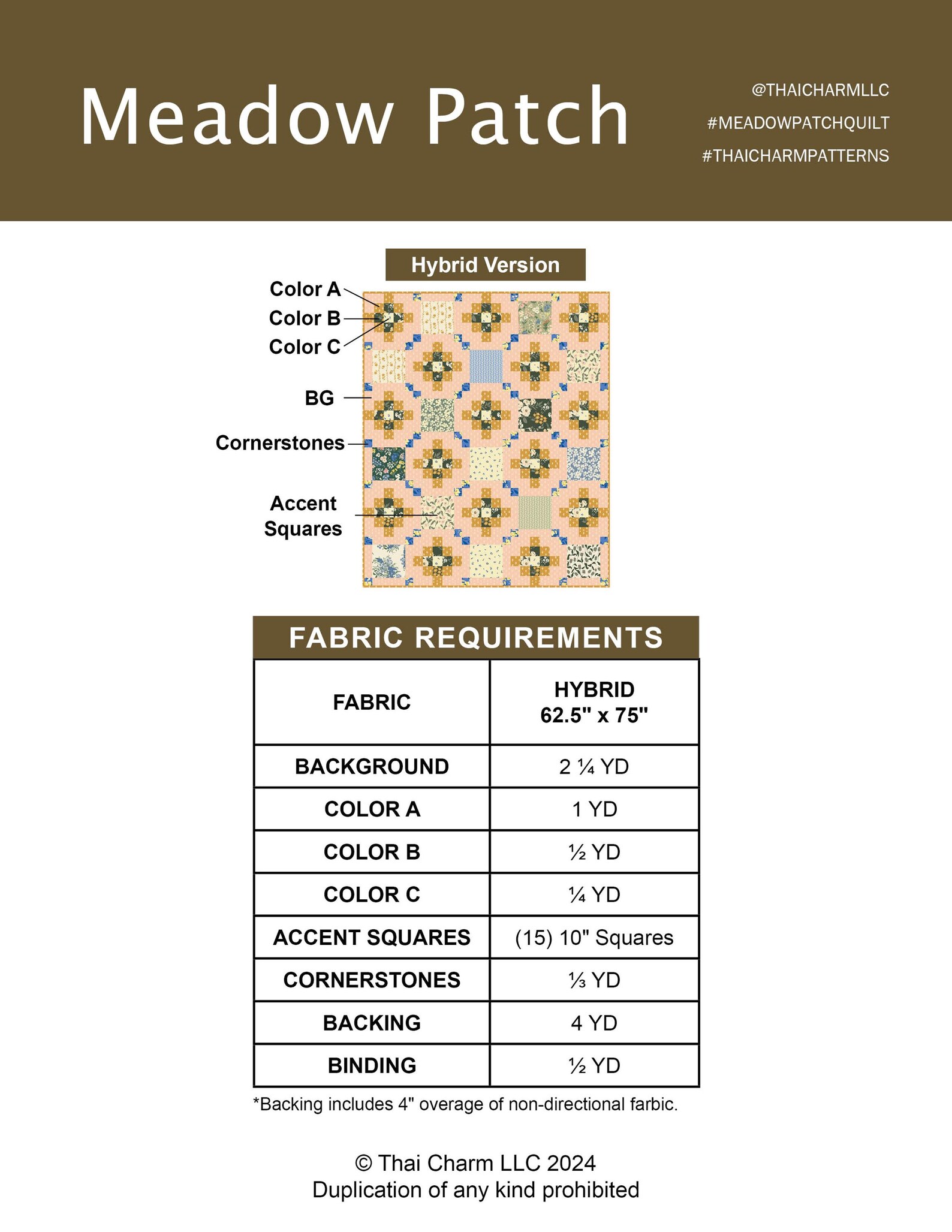 PDF Pattern - Meadow Patch Quilt by Thai Charm Llc/instant Download ...