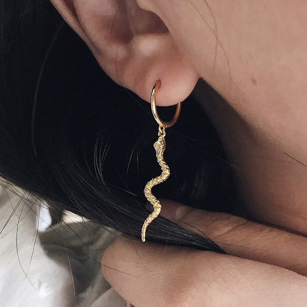 Gold Snake Earrings - Etsy