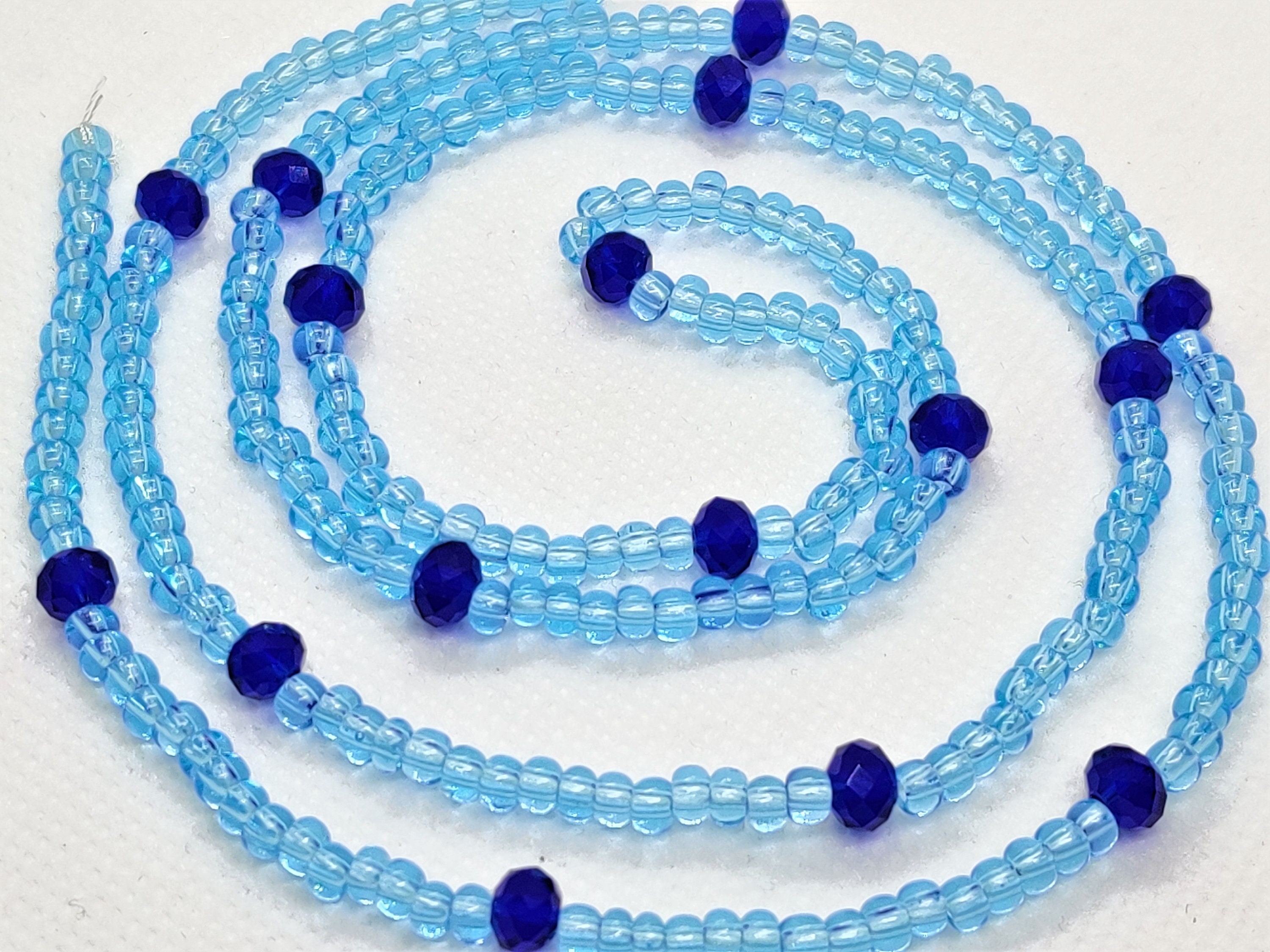 African Waist Beads With Clasp, Blue Waist Beads for Weight Loss ...