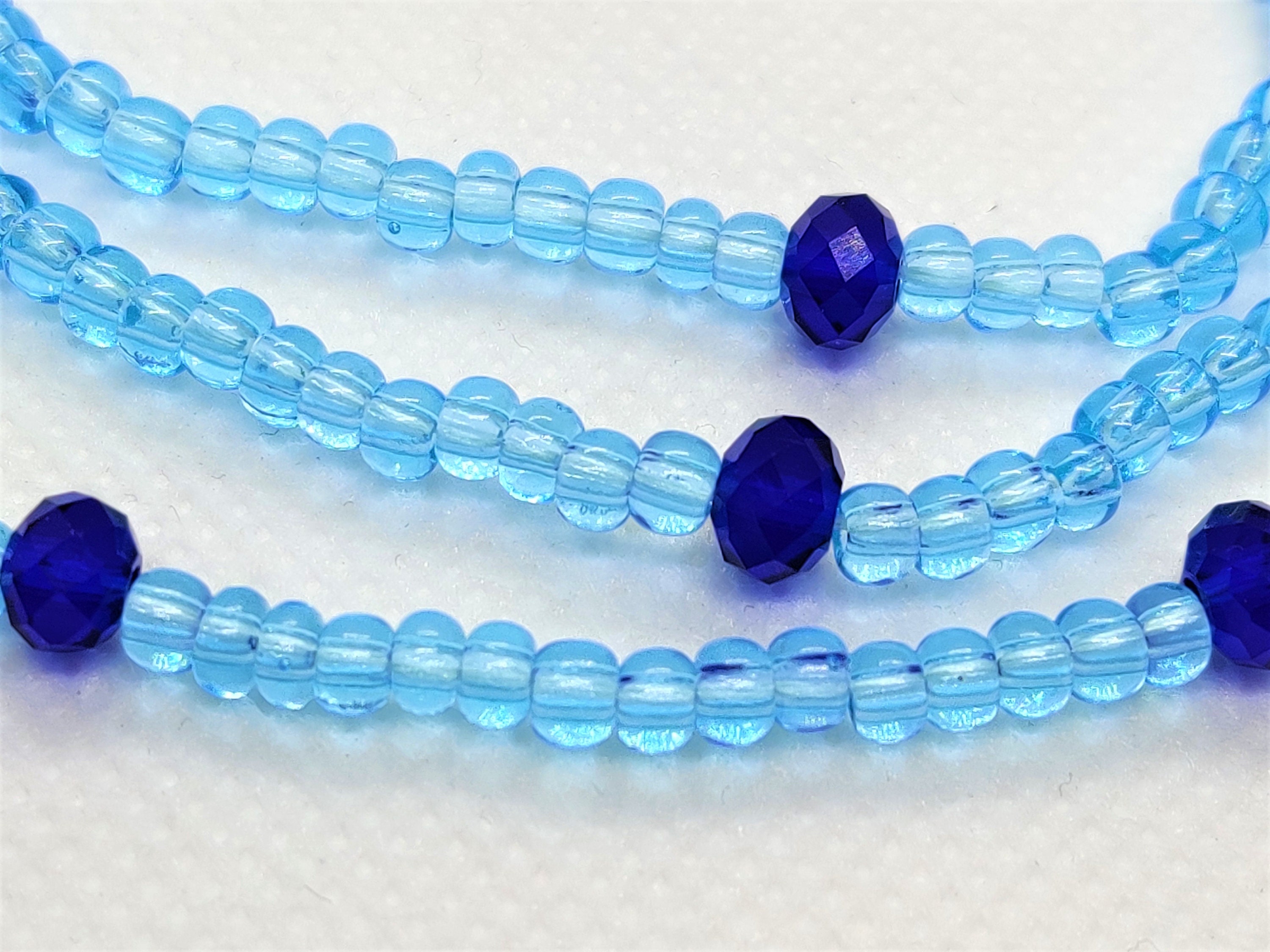 African Waist Beads With Clasp, Blue Waist Beads for Weight Loss ...