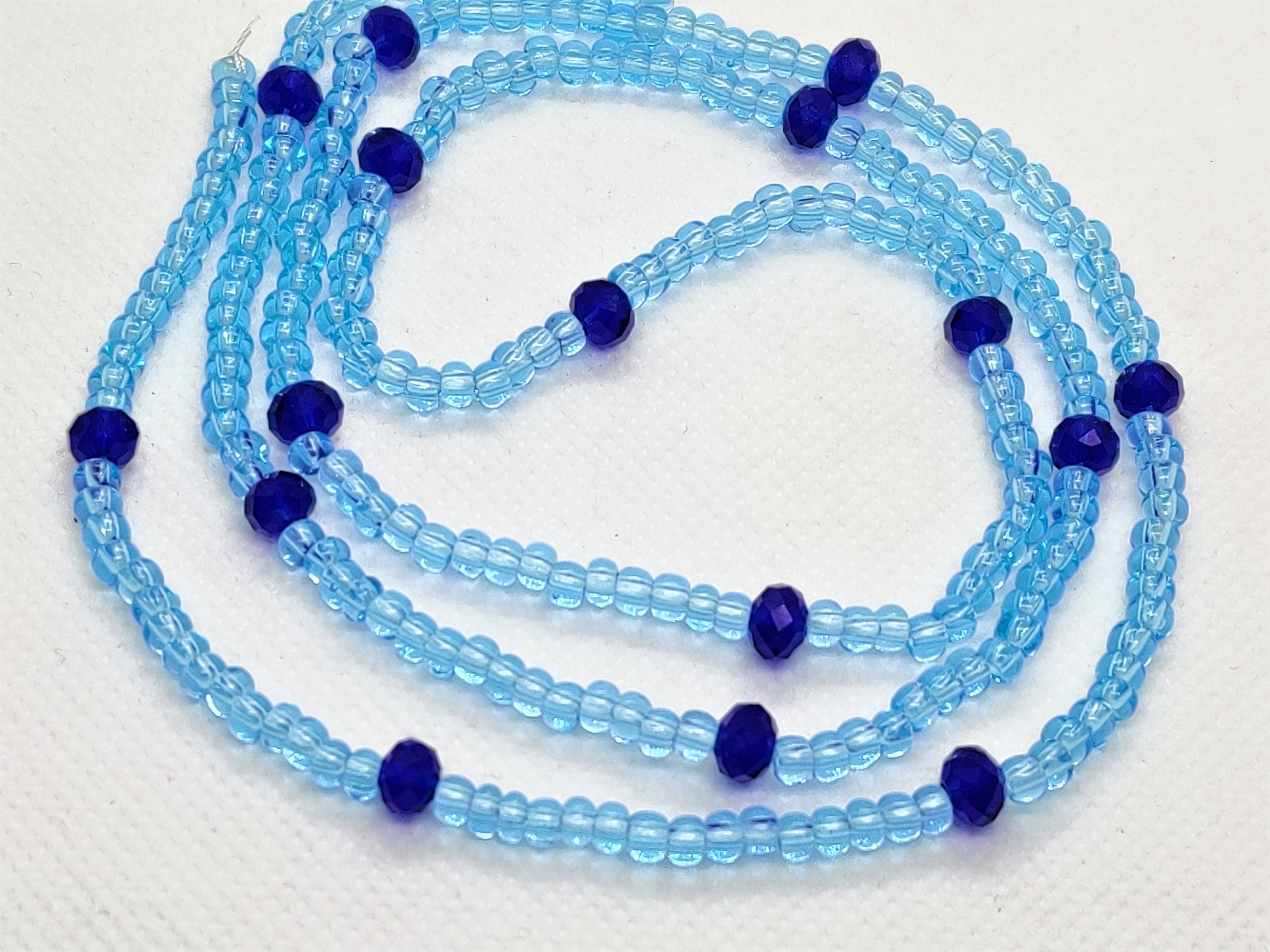 African Waist Beads With Clasp, Blue Waist Beads for Weight Loss ...