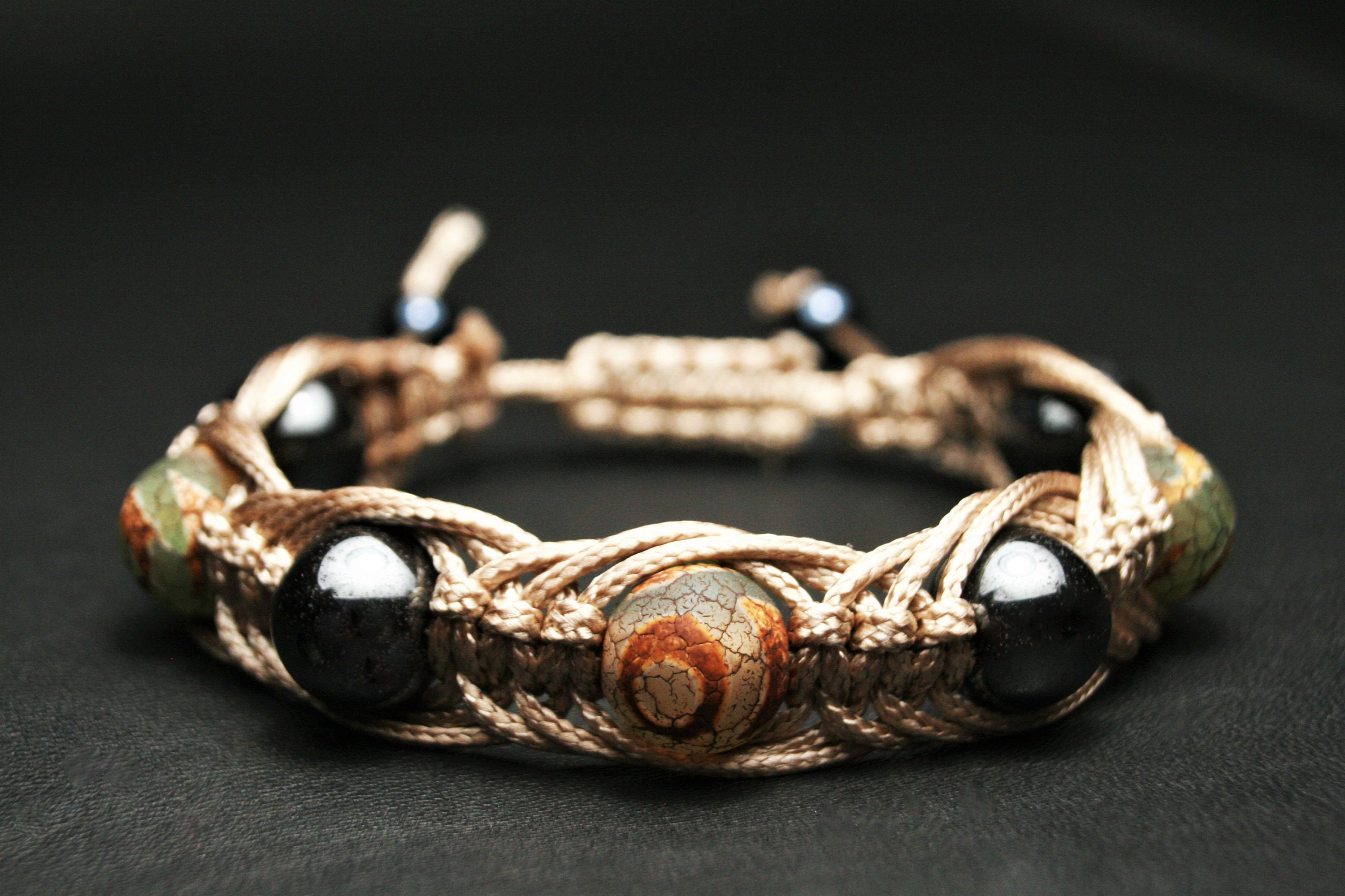 Fire Agate Bracelet Femme Natural Hematite Bracelet With Botswana Agate ...