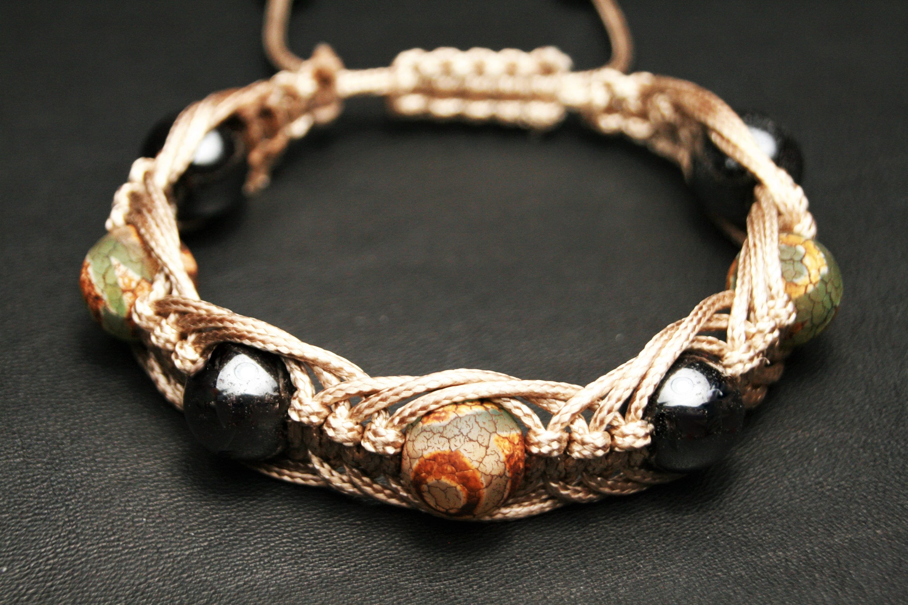 Fire Agate Bracelet Femme Natural Hematite Bracelet With Botswana Agate ...