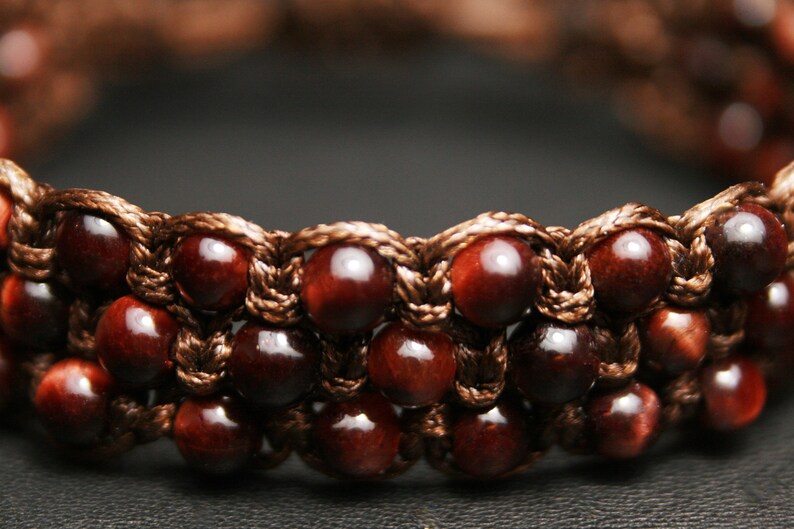 Mens Tiger Eye Bracelet Natural Tiger Eye Beads Handwoven Bracelet Tigers Eye Bracelet Men