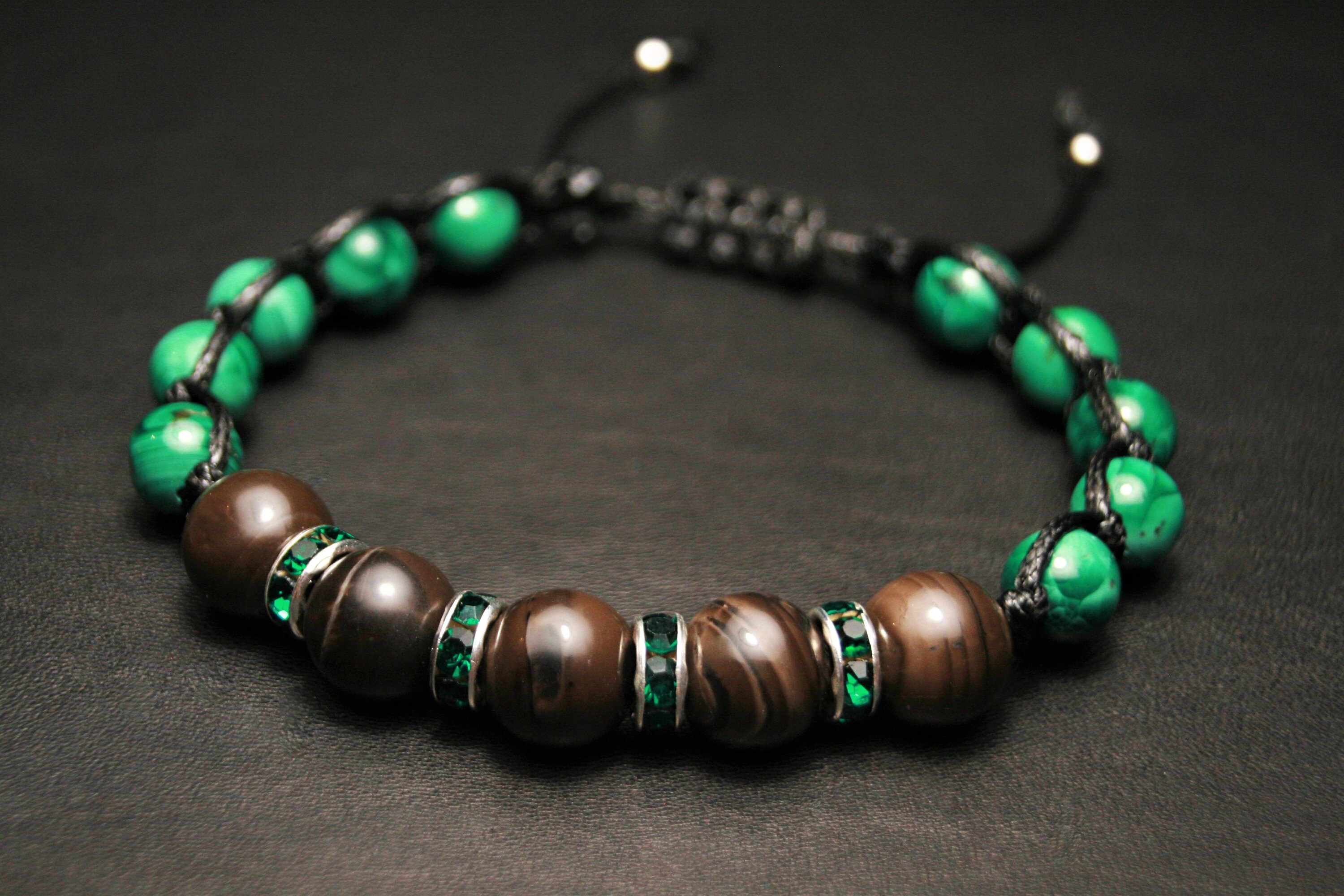 Fibrous malachite bracelet men Fire agate bracelet mens with | Etsy