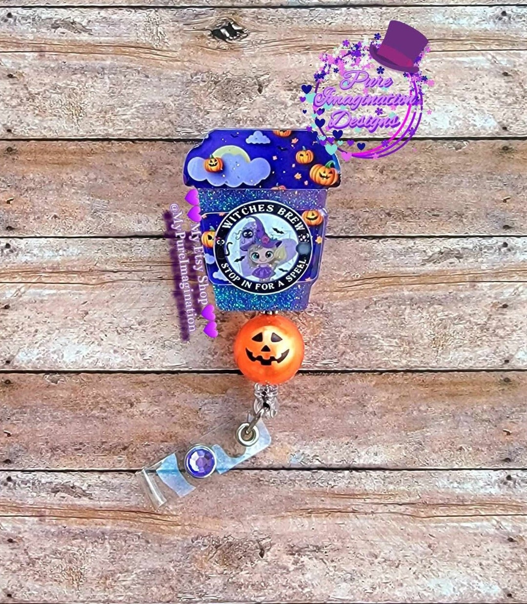 Cute Witch Badge Reel/halloween Badge Reel/fall Badge Reel/nurse Badge ...