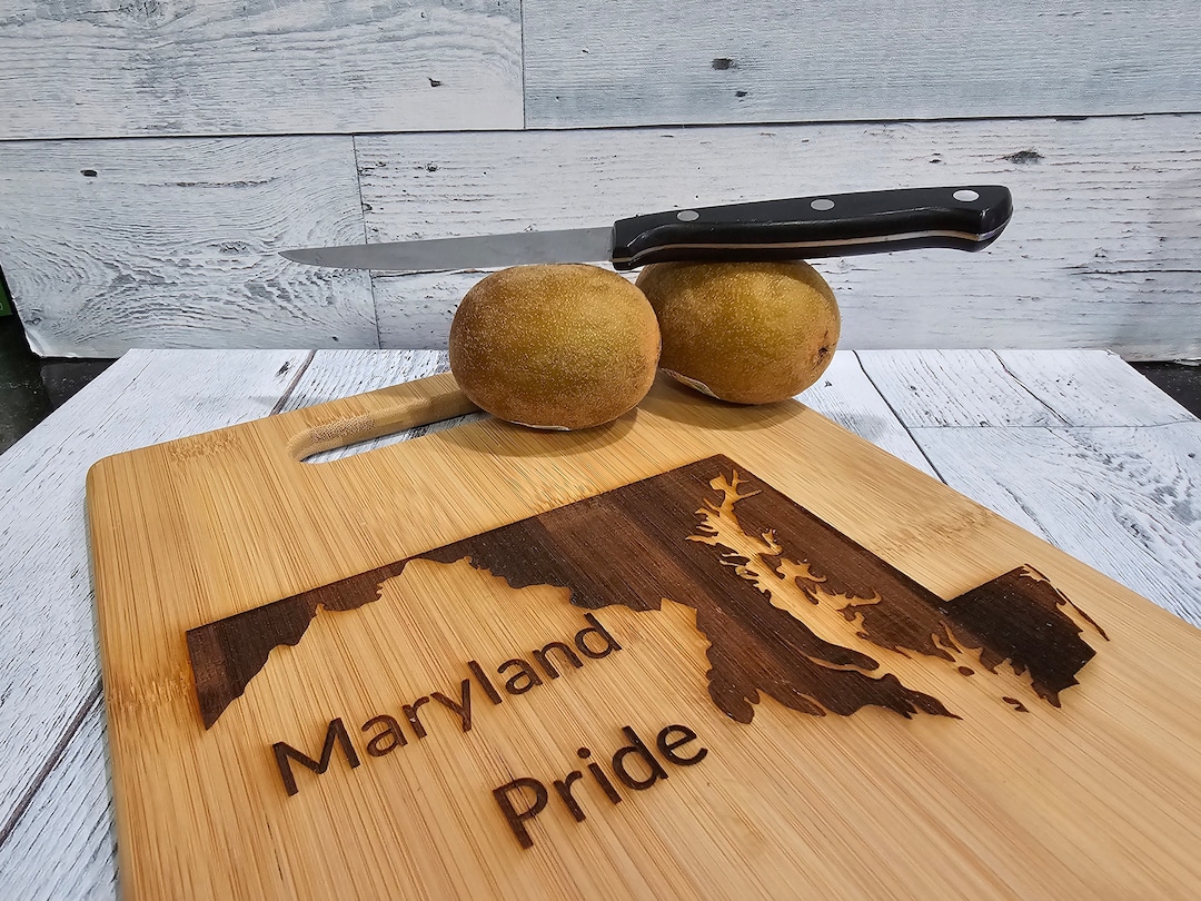 Maryland Pride Bamboo Wood Cutting Board Maryland Ts Md T