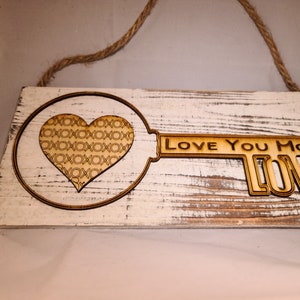 Love You More Laser Cut Heart and Key Shaped Wall Decor/ X and O Wood ...