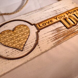 Love You More Laser Cut Heart and Key Shaped Wall Decor/ X and O Wood ...