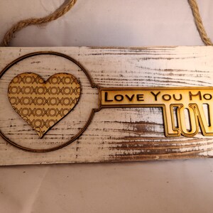 Love You More Laser Cut Heart and Key Shaped Wall Decor/ X and O Wood ...