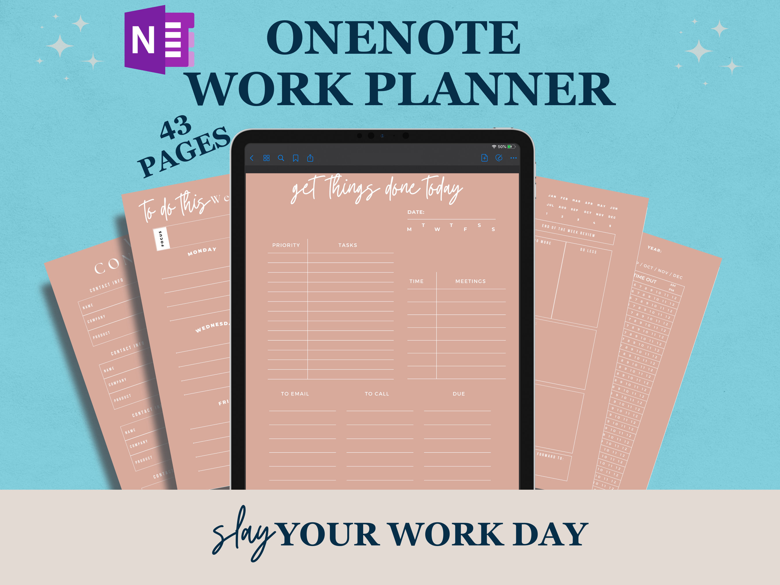 Onenote Work Planner, Work Day Organizer Templates for Professionals ...