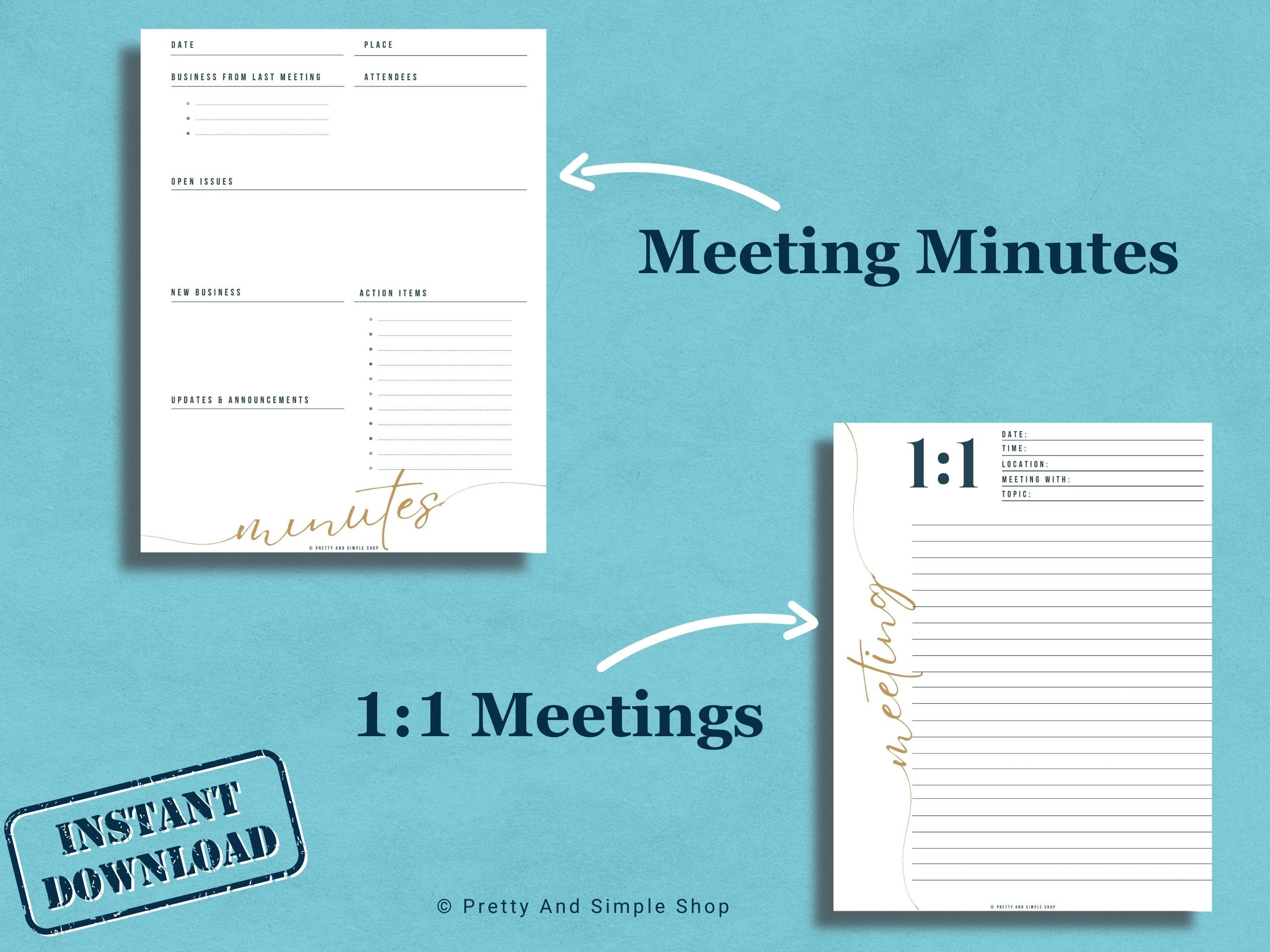 Boho Onenote Meeting Templates for Work Professionals, Meeting Agenda ...