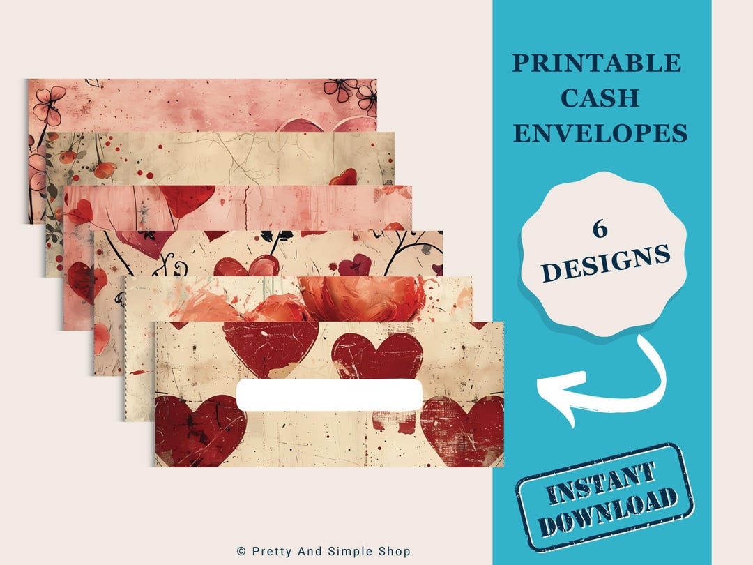 Valentine Cash Envelopes Printable, Cash Envelope System, Transaction ...