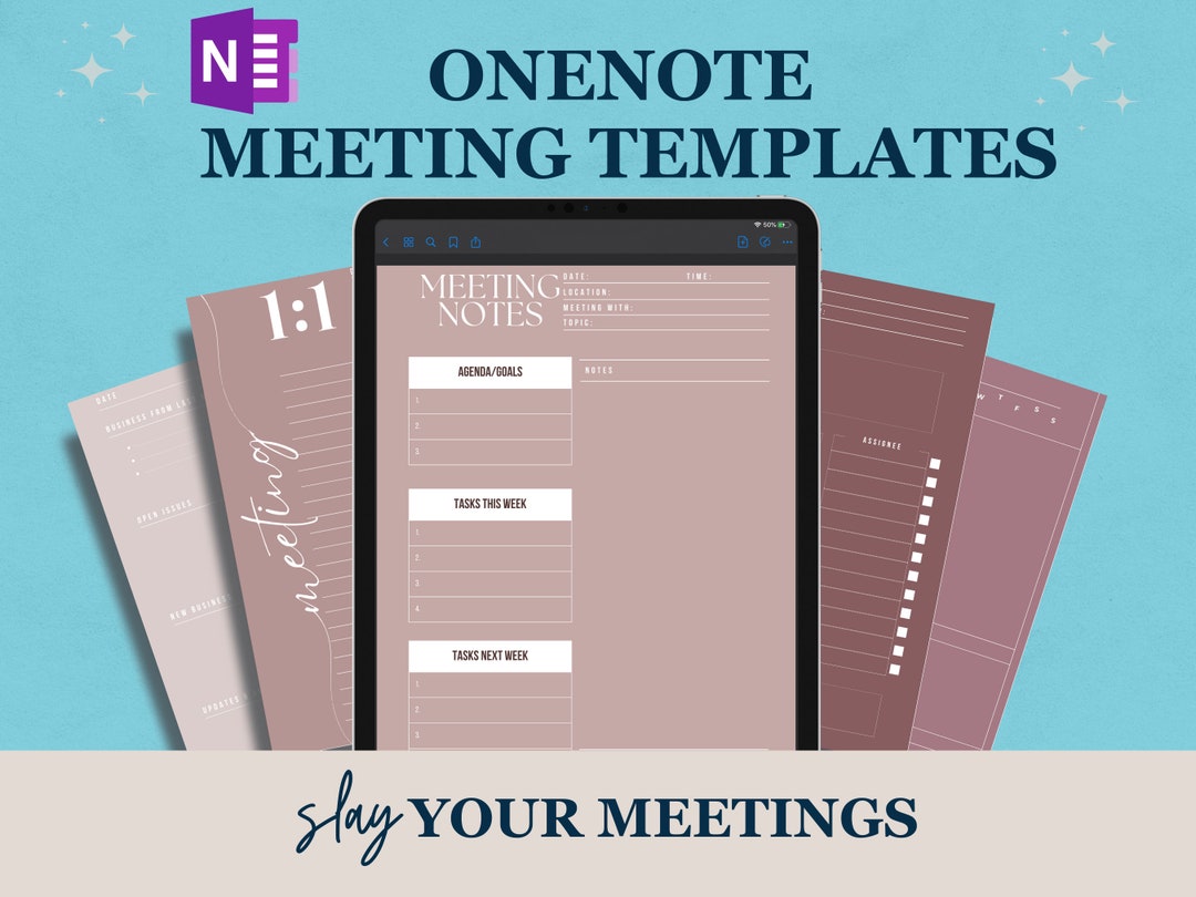Dusty Rose Onenote Meeting Templates for Work Professionals, Meeting ...