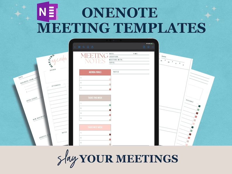 Aesthetic Onenote Meeting Templates for Work Professionals, Meeting ...