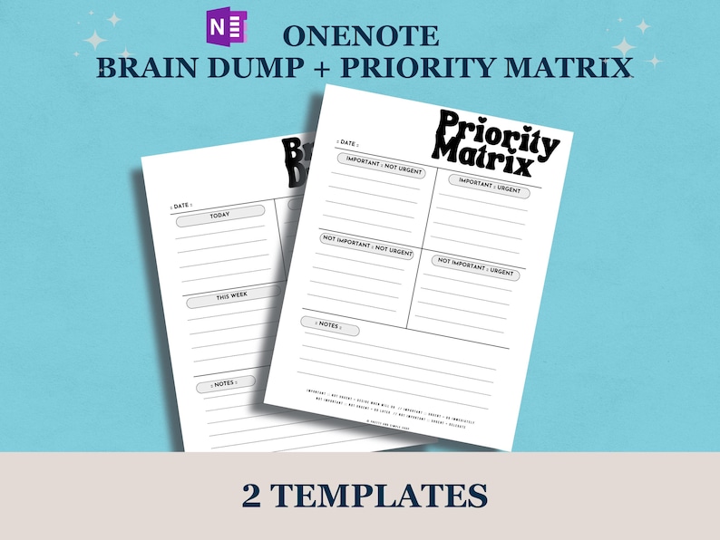 Onenote Brain Dump & Eisenhower Priority Matrix Template | ADHD One ...