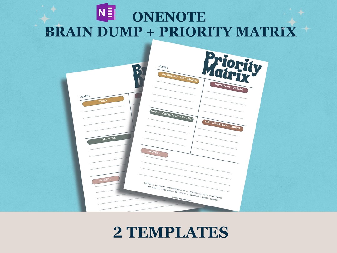 Boho Onenote Brain Dump Eisenhower Priority Matrix Template | ADHD One ...