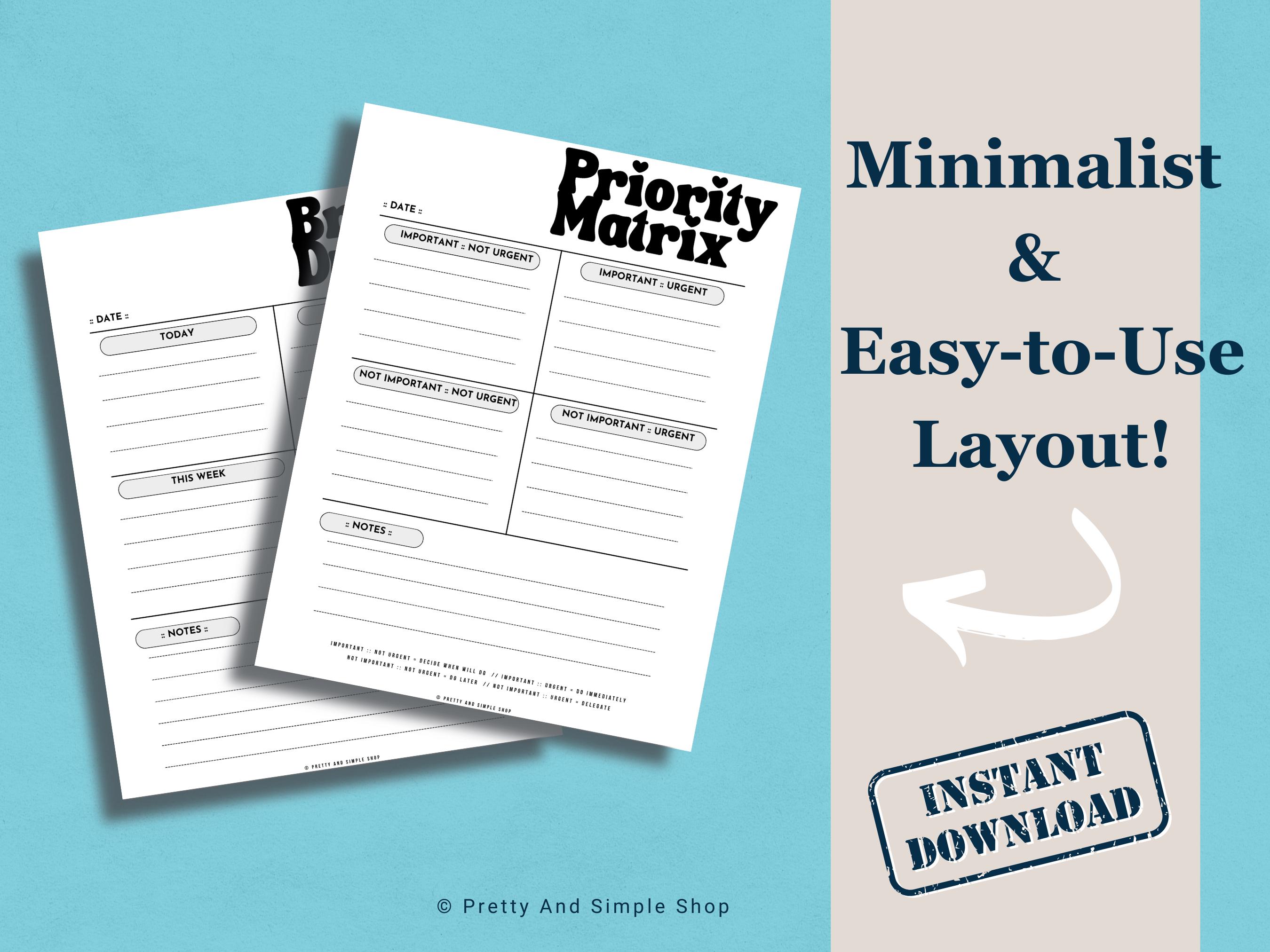 Onenote Brain Dump & Eisenhower Priority Matrix Template | ADHD One ...