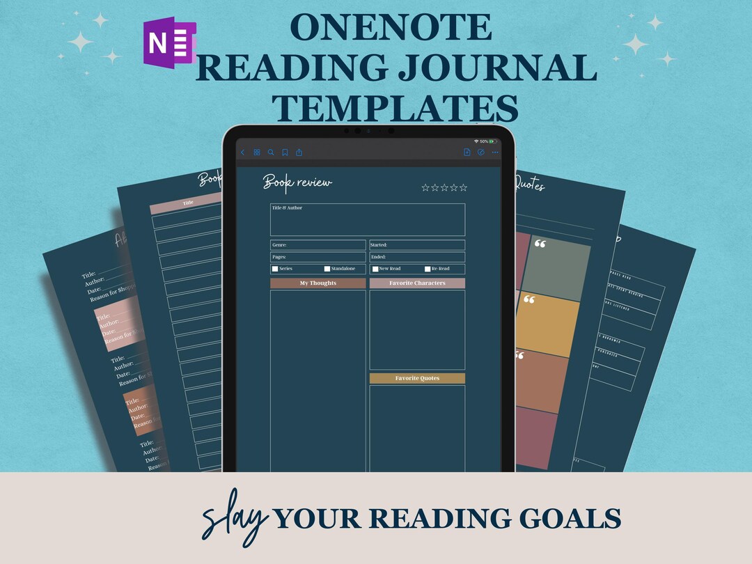 Boho Onenote Reading Journal Book Review Templates Digital Reading Log ...