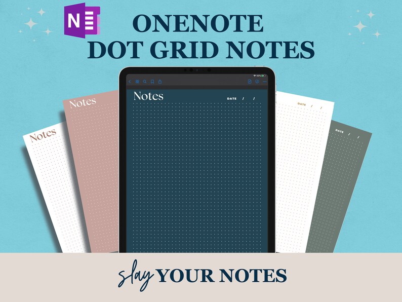 Boho Onenote Notes Template, Dot Grid Onenote Digital Notepad, Dotted ...