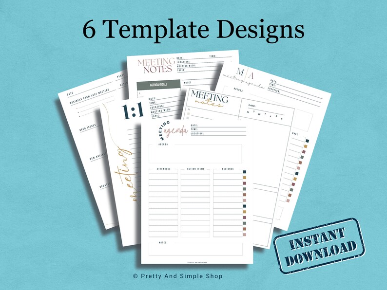 Boho Onenote Meeting Templates for Work Professionals, Meeting Agenda ...
