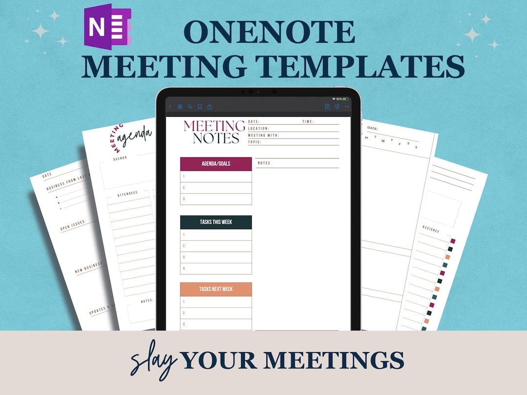 Pretty Onenote Meeting Templates for Work Professionals, Meeting Agenda ...