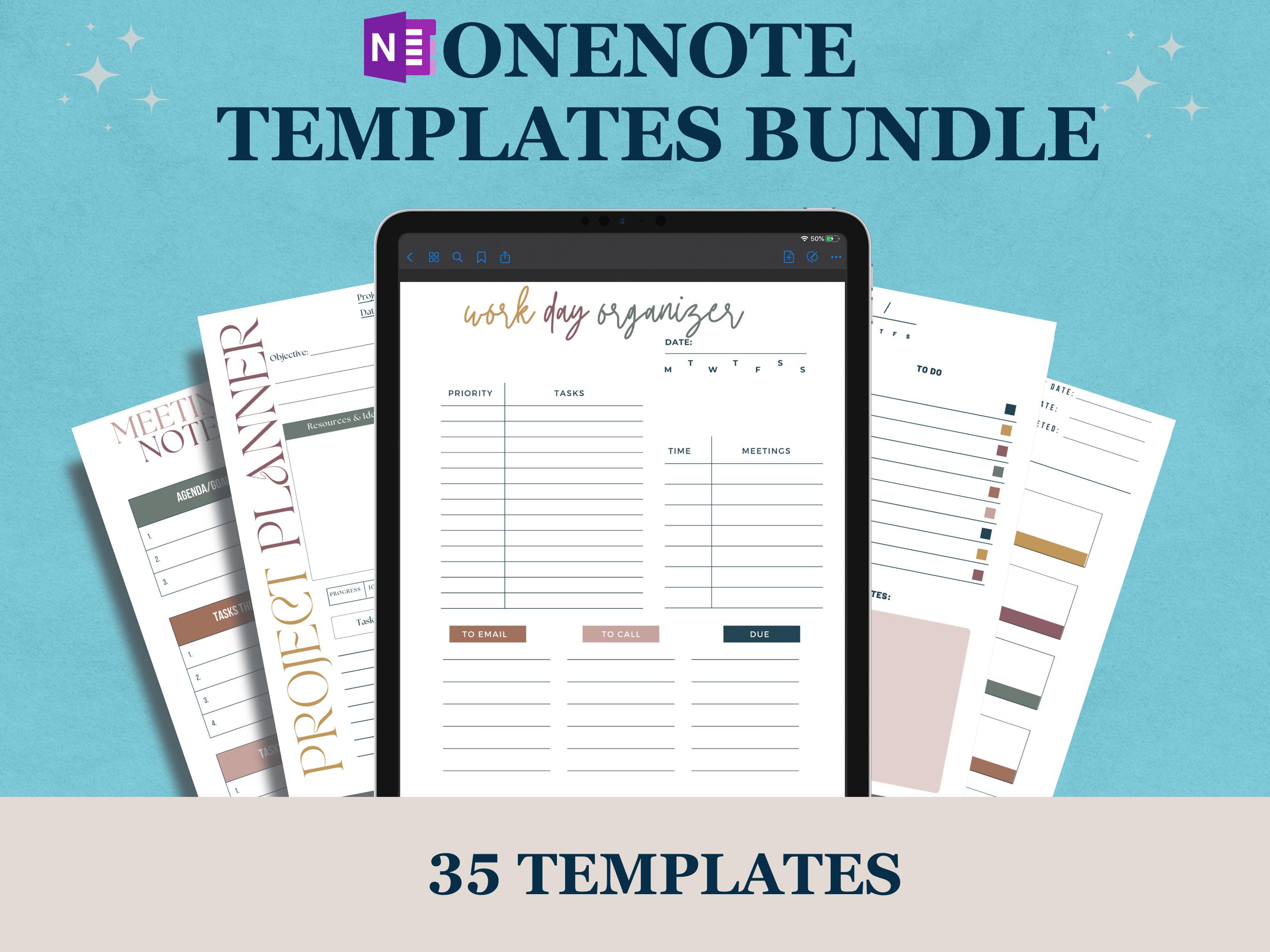 Boho Onenote Templates Bundle: Meeting Notes, Meeting Agenda, Project ...
